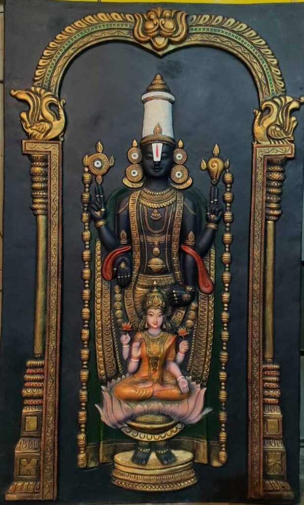 Balaji With Lakshmi Devi Fibre Wall Mural 5ft X 3ft - ALFA & BETA ...